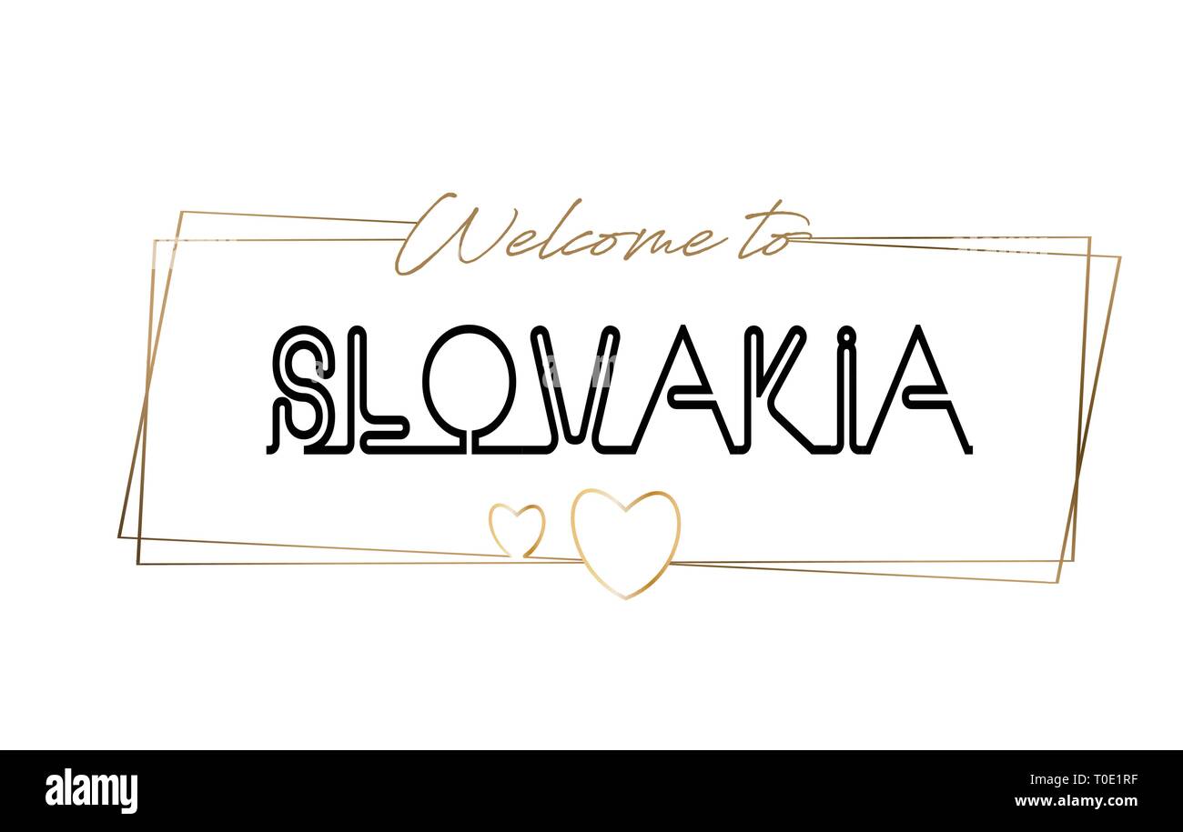Slovakia Welcome to text Neon lettering typography. Word for logotype ...