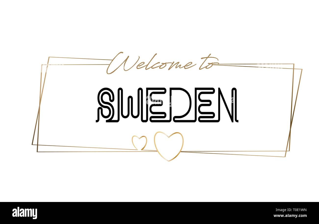 Sweden Welcome to text Neon lettering typography. Word for logotype ...