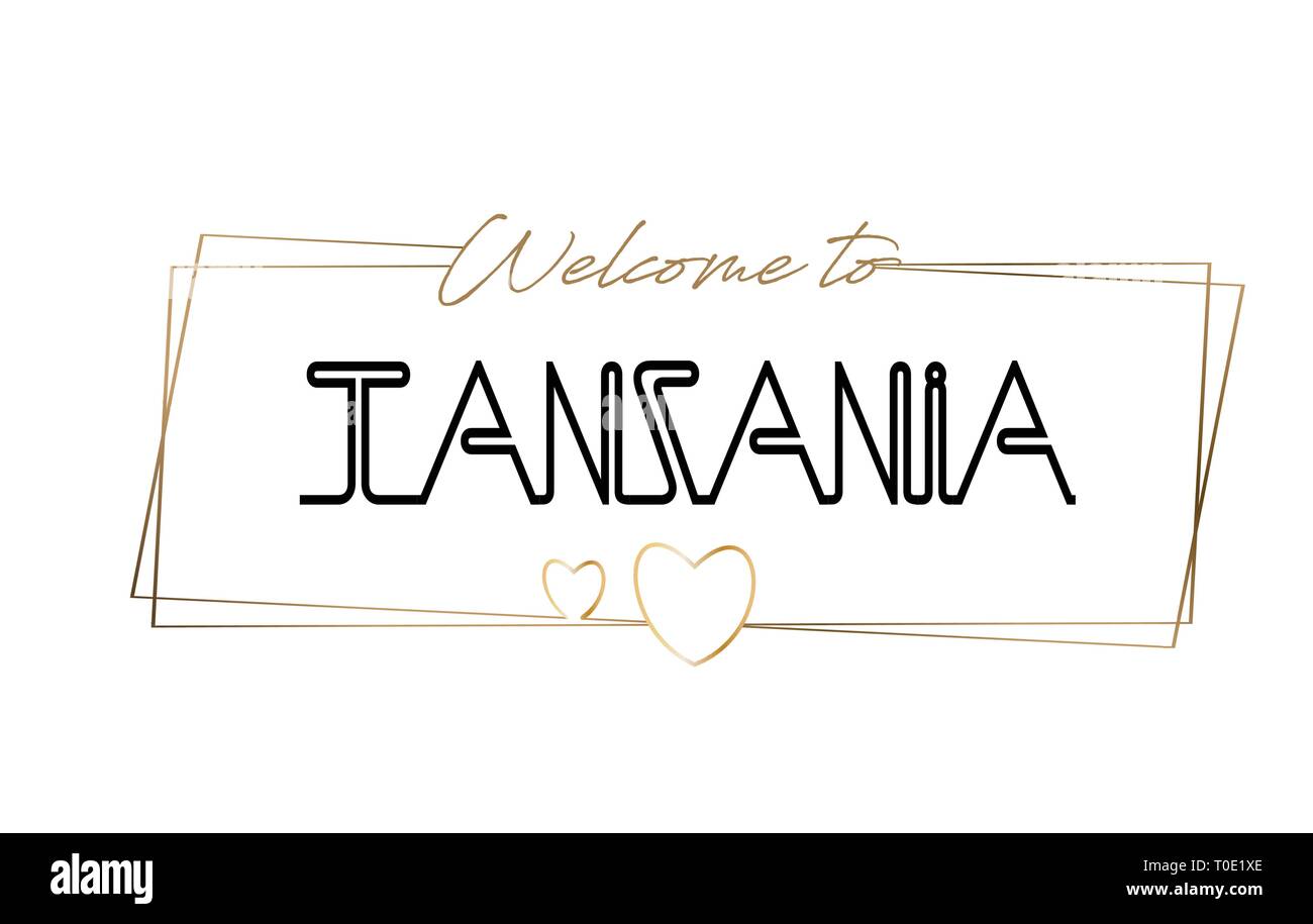 Tanzania Welcome to text Neon lettering typography. Word for logotype ...