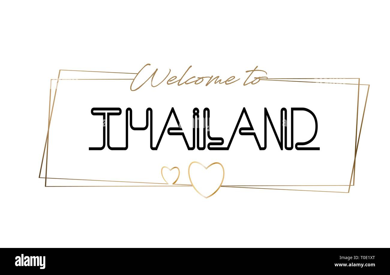 Thailand Welcome to text Neon lettering typography. Word for logotype ...