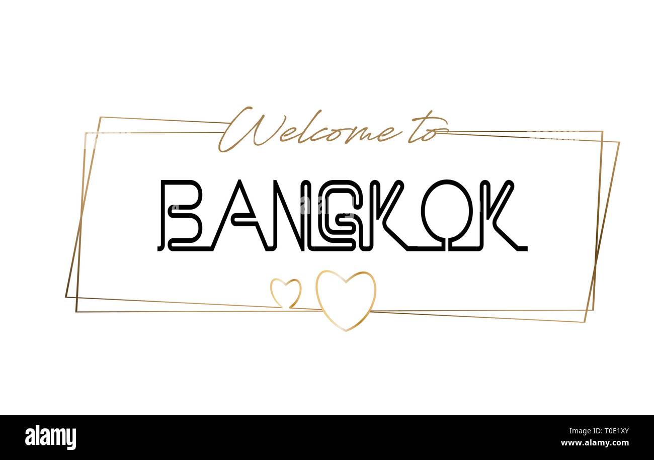 Bangkok Welcome to text Neon lettering typography. Word for logotype ...