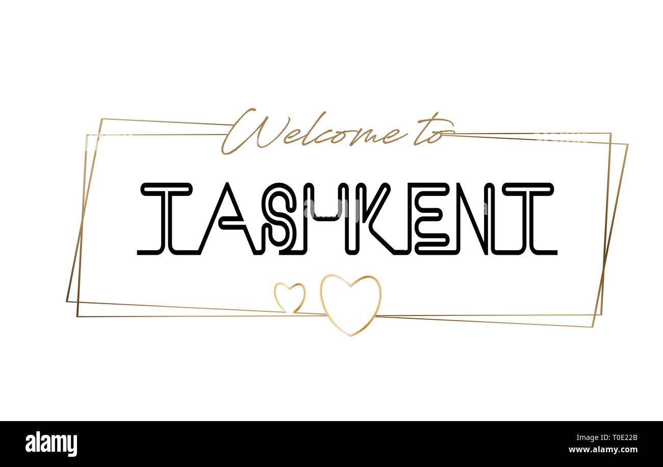 Tashkent Welcome to text Neon lettering typography. Word for logotype ...