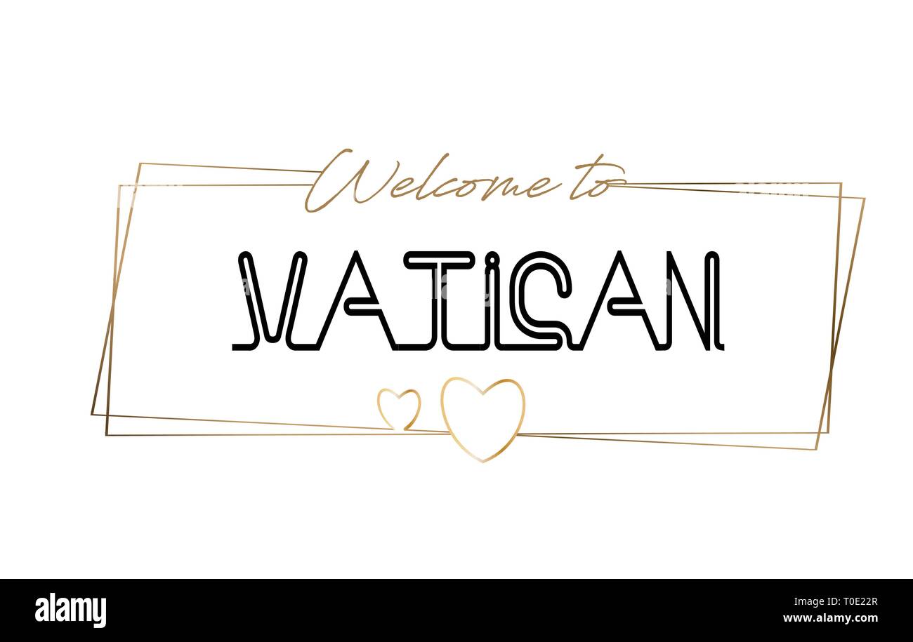 Vatican Welcome to text Neon lettering typography. Word for logotype ...