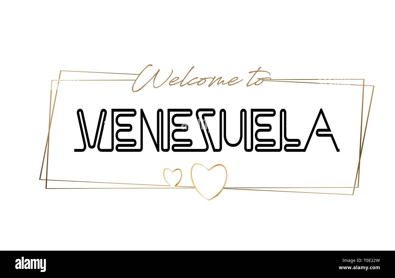 Venezuela Welcome to text Neon lettering typography. Word for logotype ...