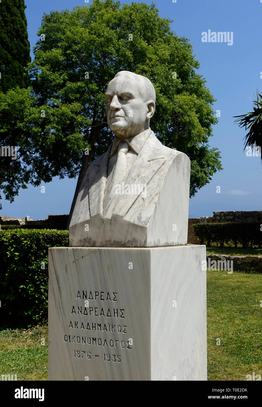Bust of Andreas Andreadis Academic Economist, Corfu, Greece Stock Photo ...