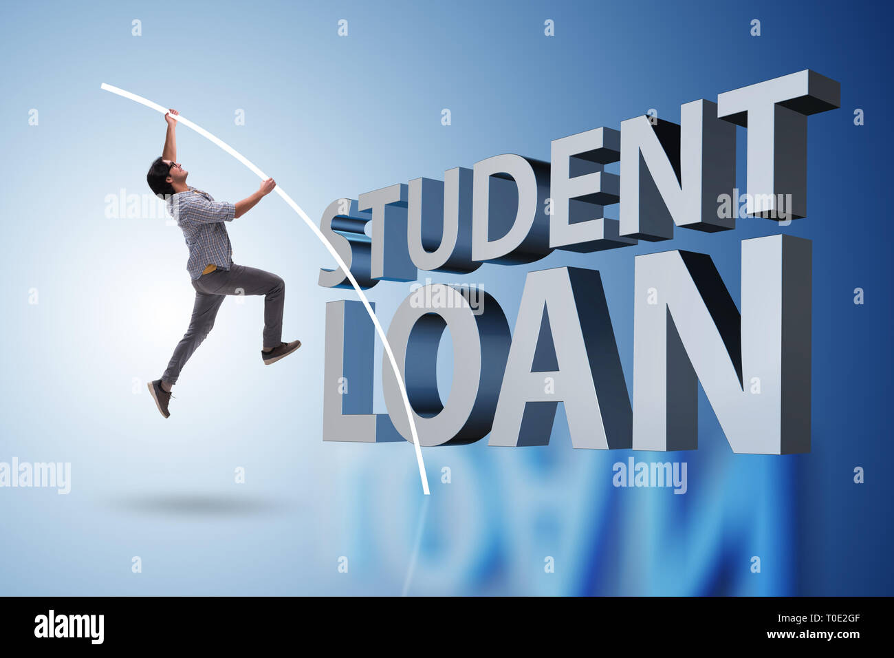 Young student in loan and debt concept Stock Photo - Alamy