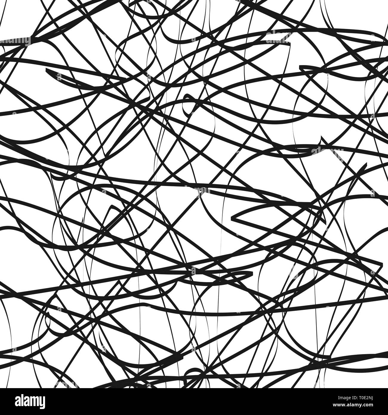 Line abstract seamless pattern with hand drawn lines. wavy striped vector illustration ...