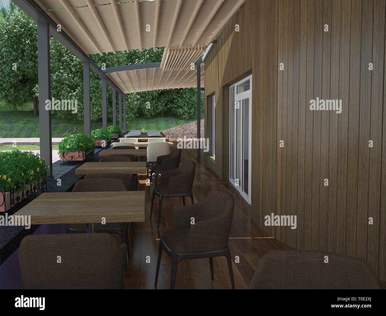 3d restaurant rendering / fast food stand Stock Photo - Alamy