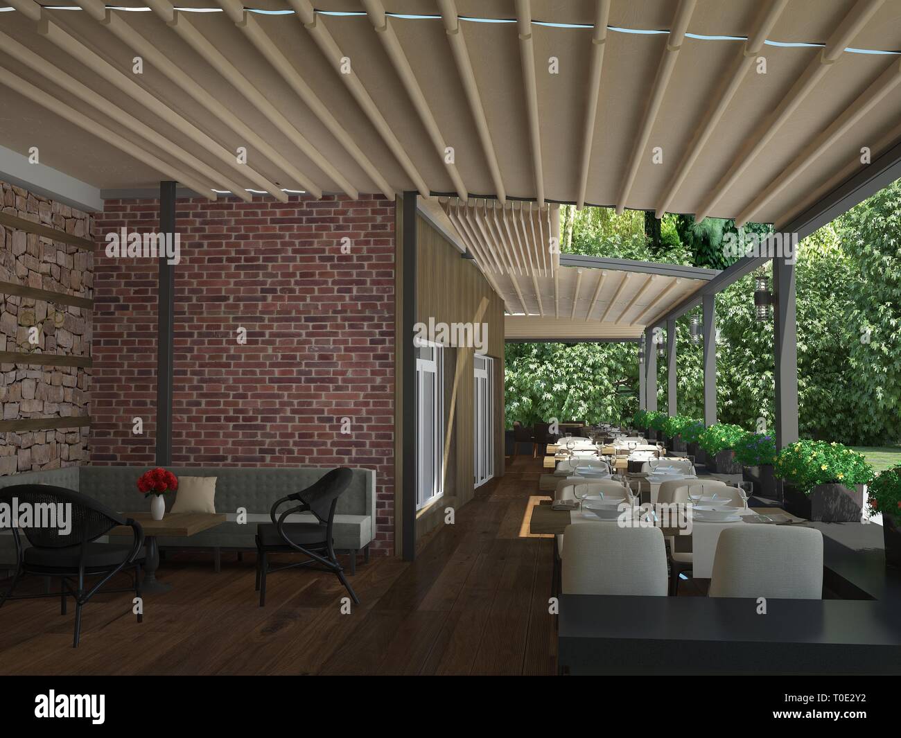 3d restaurant rendering / fast food stand Stock Photo - Alamy