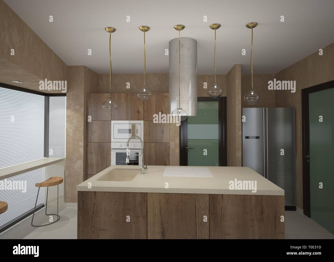 3d kitchen render Stock Photo - Alamy