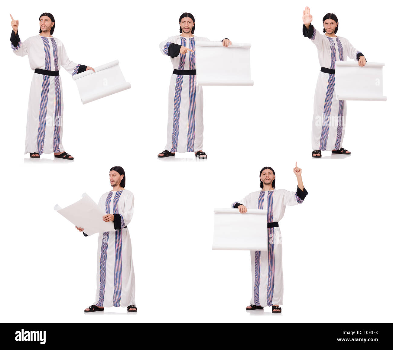 Arab man with white paper isolated on white Stock Photo - Alamy