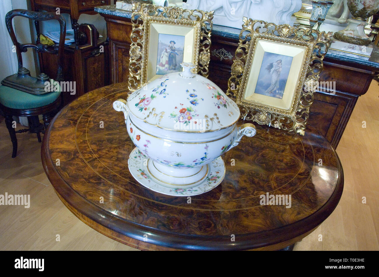 Judy Fox antiques, London. Ornaments and antiques displayed in the shop ...