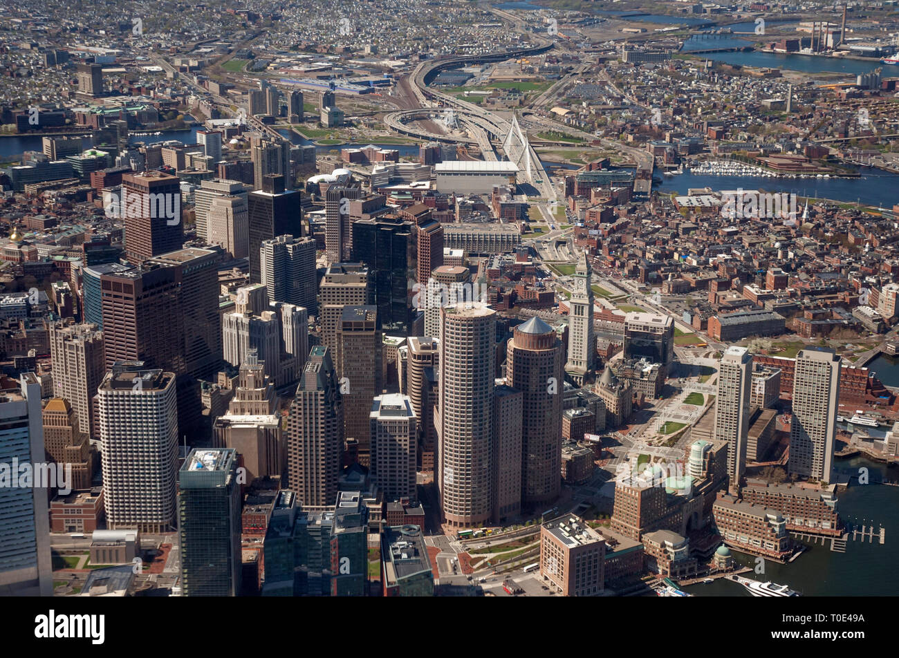 Ariel view of Boston Financial District Stock Photo - Alamy