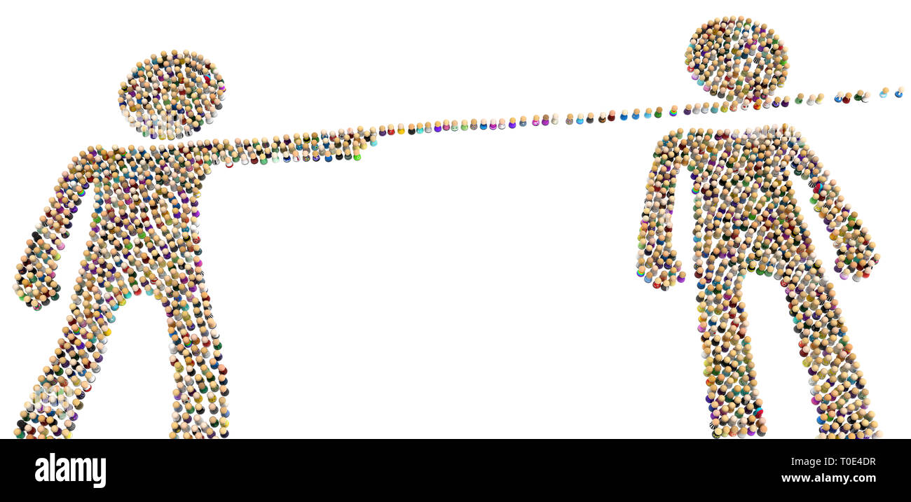 Crowd of small symbolic figures forming big person shape headhunter, 3d ...