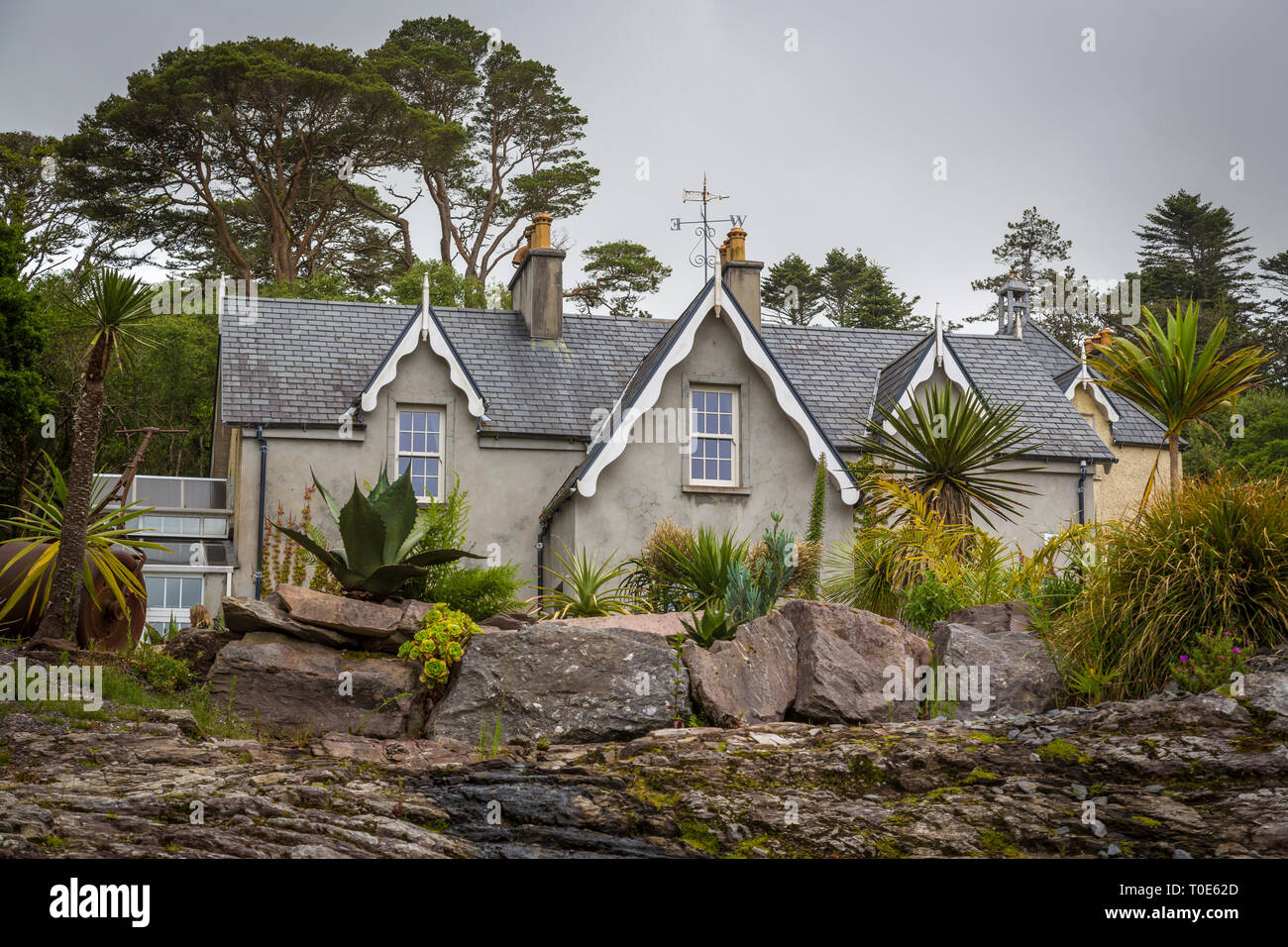 walking through Kells Gardens and rope bridge Stock Photo - Alamy