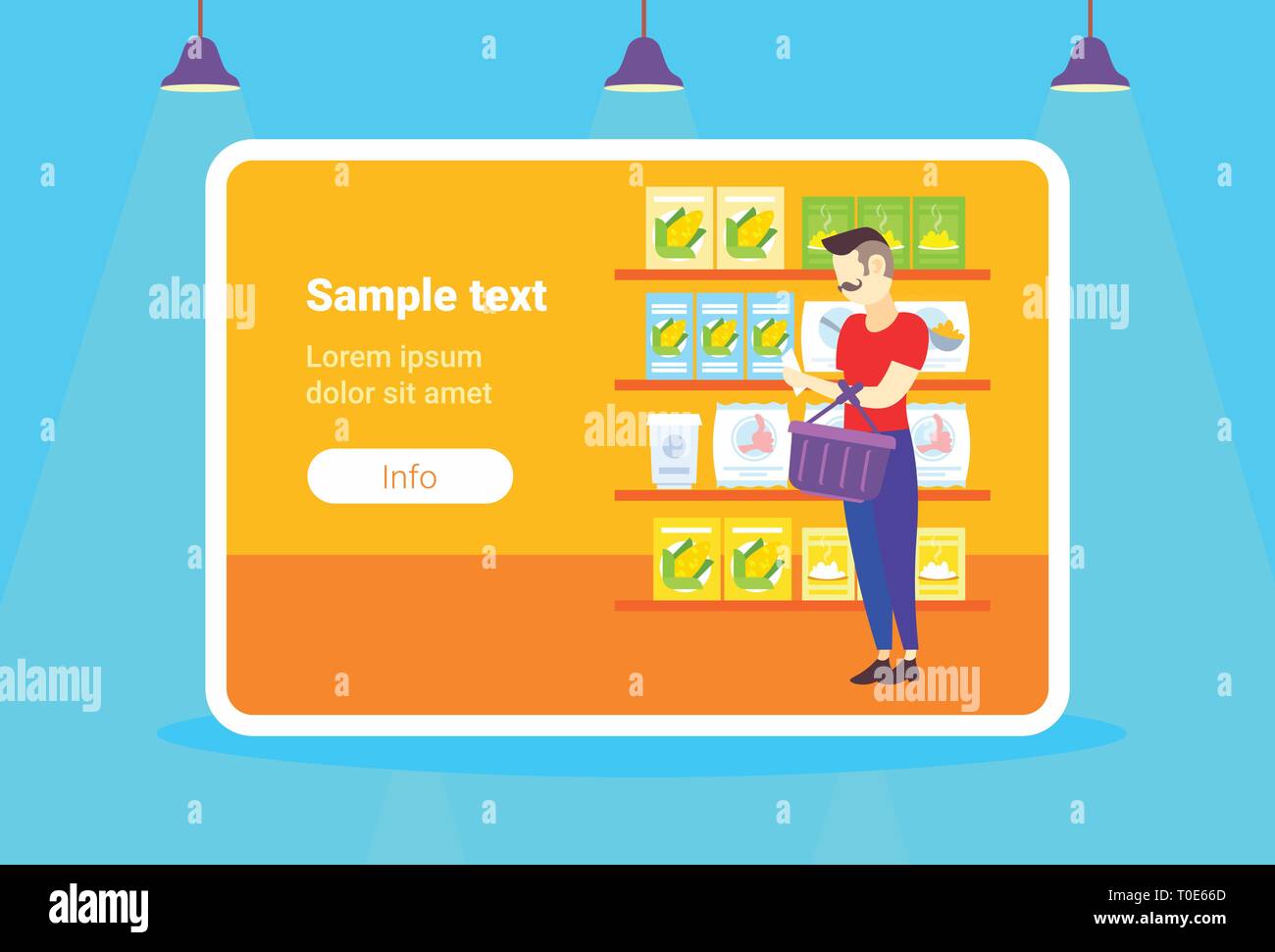 man customer checking shopping list choosing food big grocery shop ...