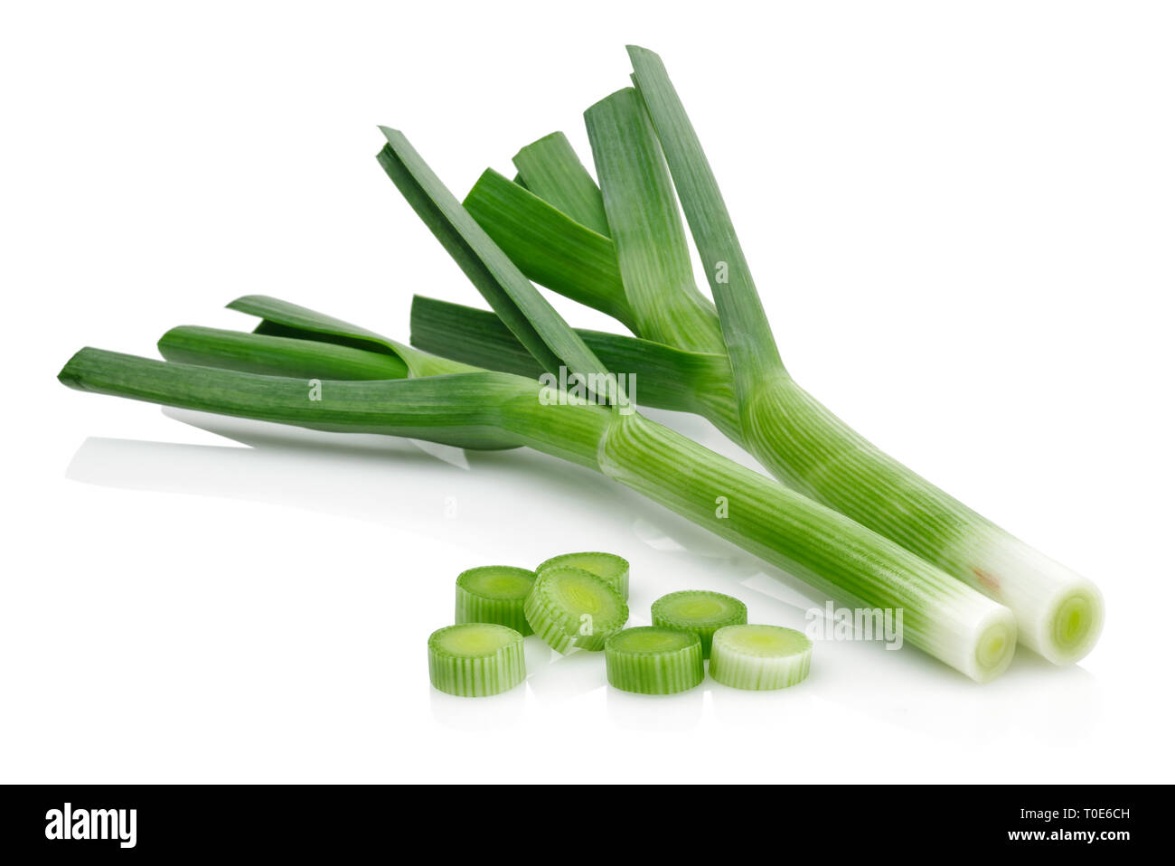 Fresh green garlic isolated on white background Stock Photo - Alamy