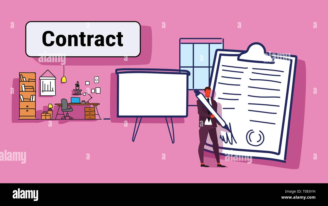 Signing contract cartoon hi-res stock photography and images - Alamy