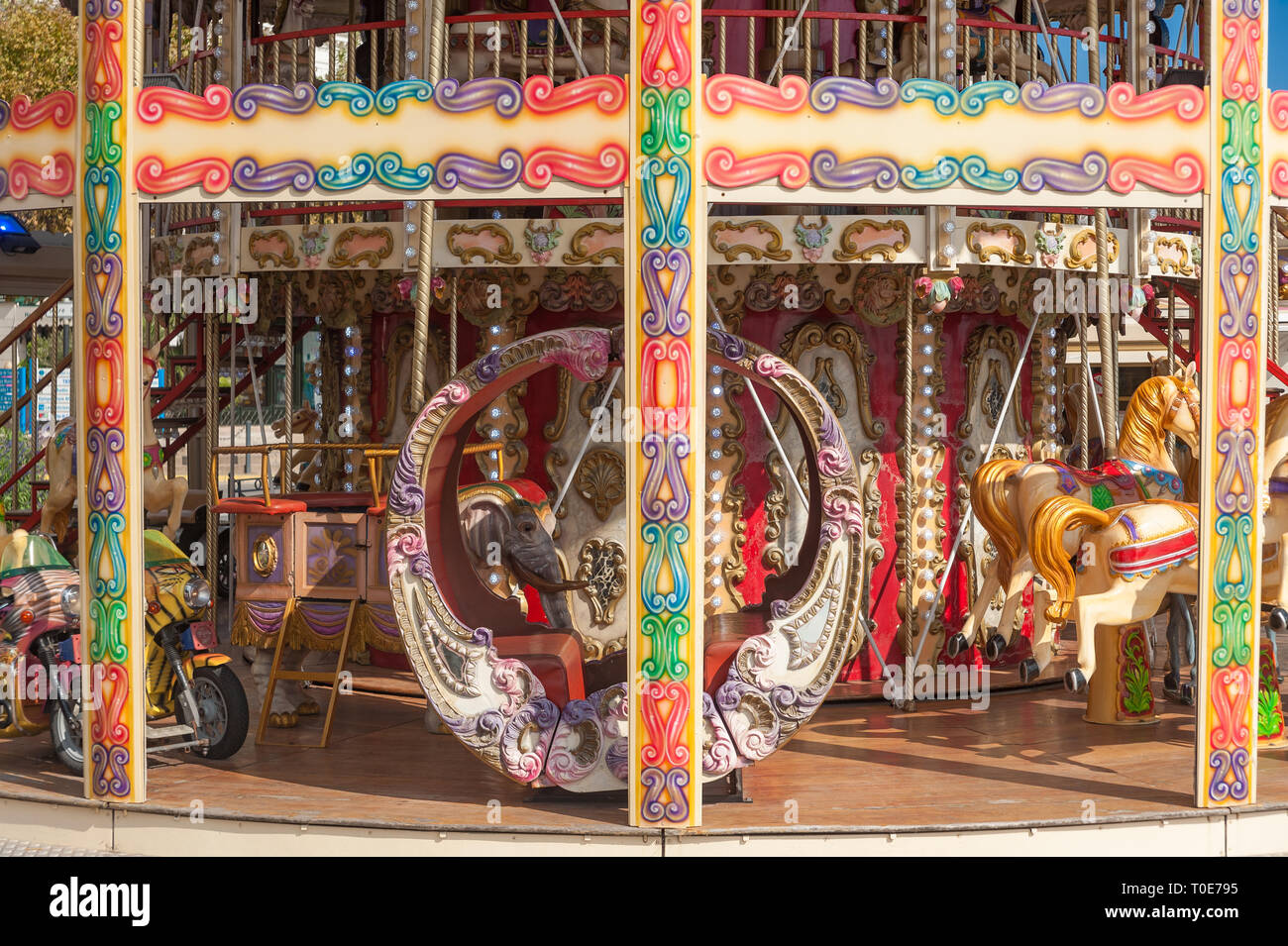 Carousel on the beach promenade, Saint-Raphael, Var, Provence-Alpes ...