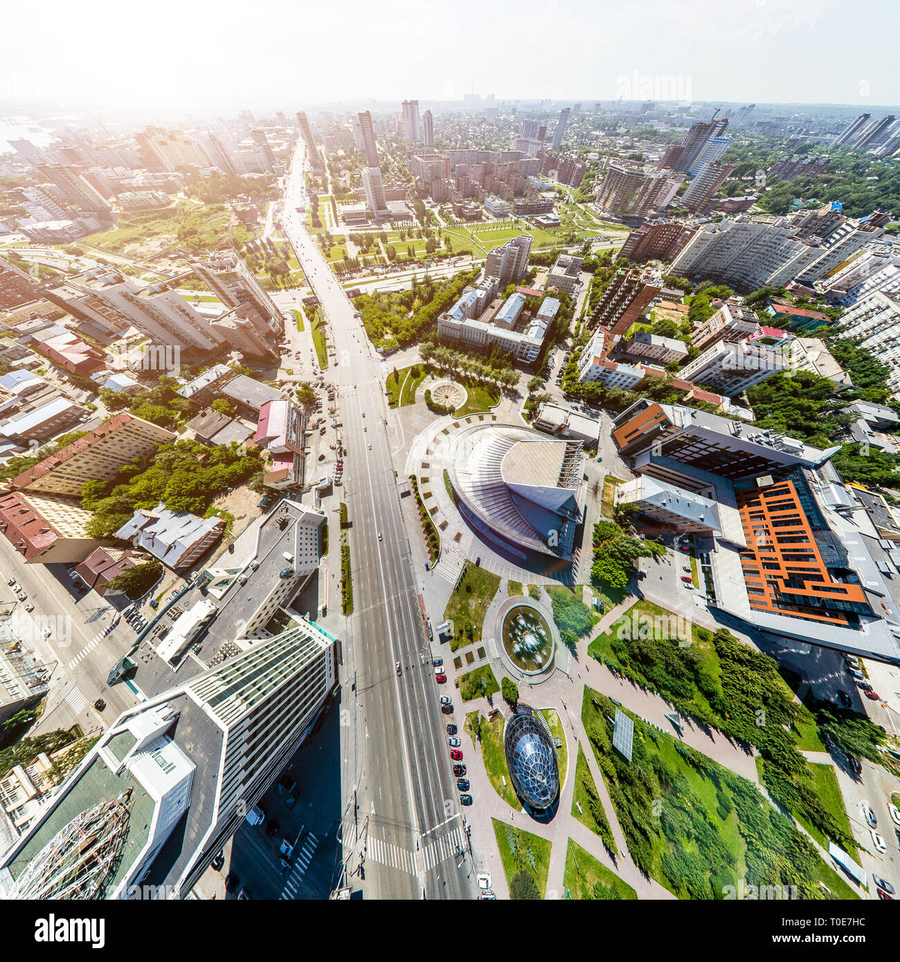 Aerial city view with roads, houses and buildings Stock Photo - Alamy