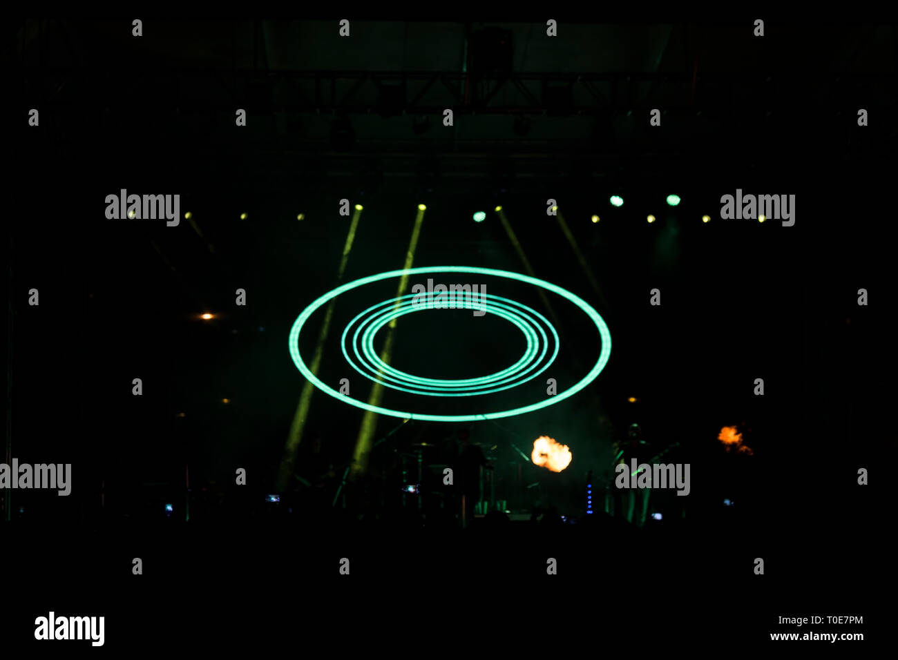 Green light effect on a music concert Stock Photo - Alamy