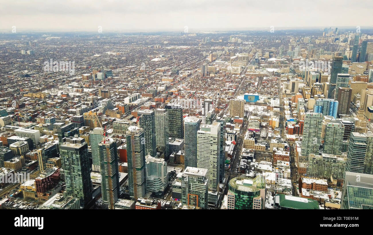 High aerial view over looking the city of Toronto, Canada Stock Photo ...