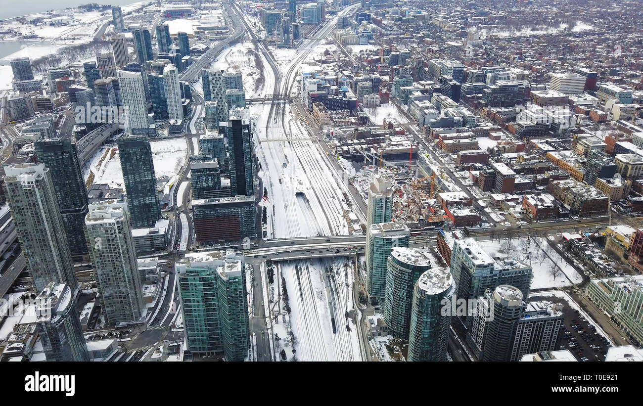 High aerial view over looking the city of Toronto, Canada Stock Photo ...