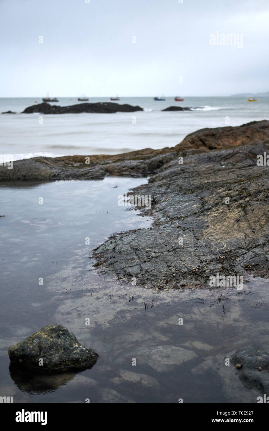 Rock pools on the coast of the Llyn Peninsula near Nefyn in North Wales ...