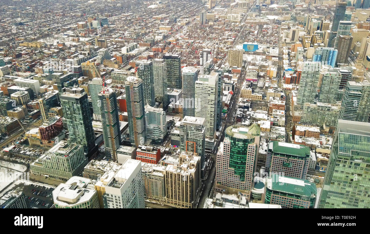 High aerial view over looking the city of Toronto, Canada Stock Photo ...