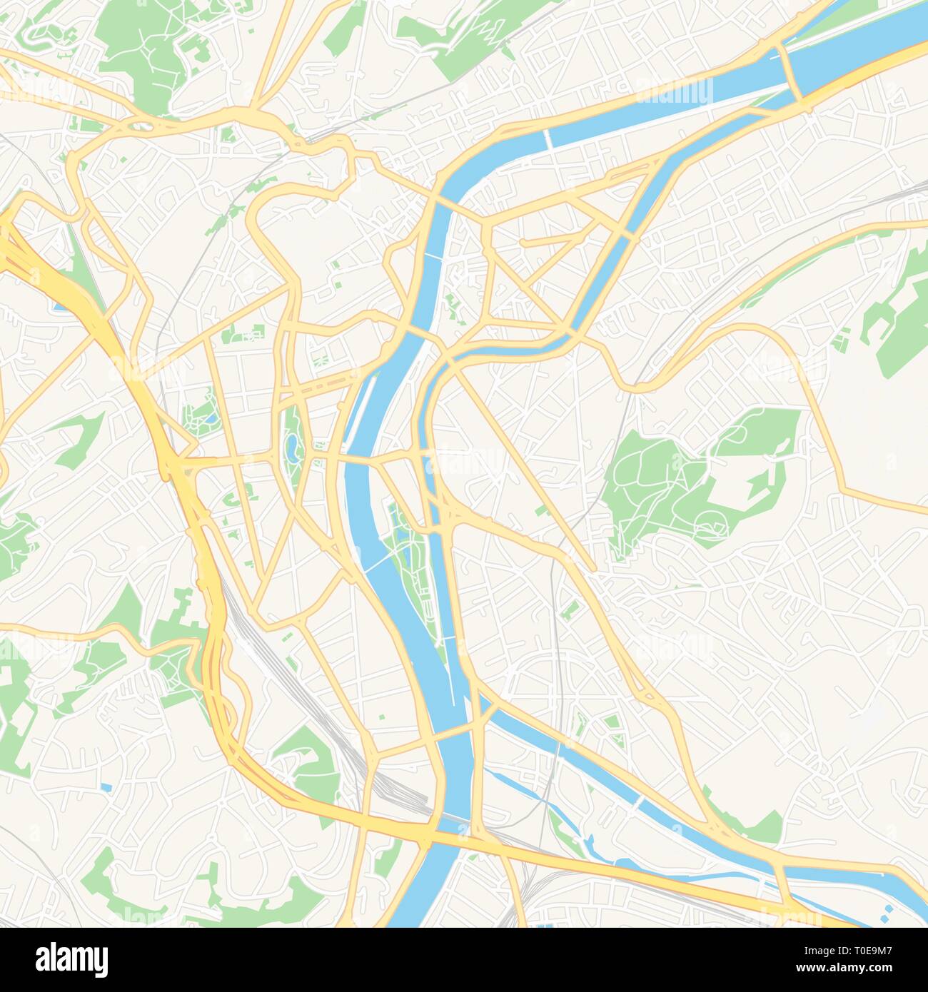 Printable map of Liege , Belgium with main and secondary roads and ...