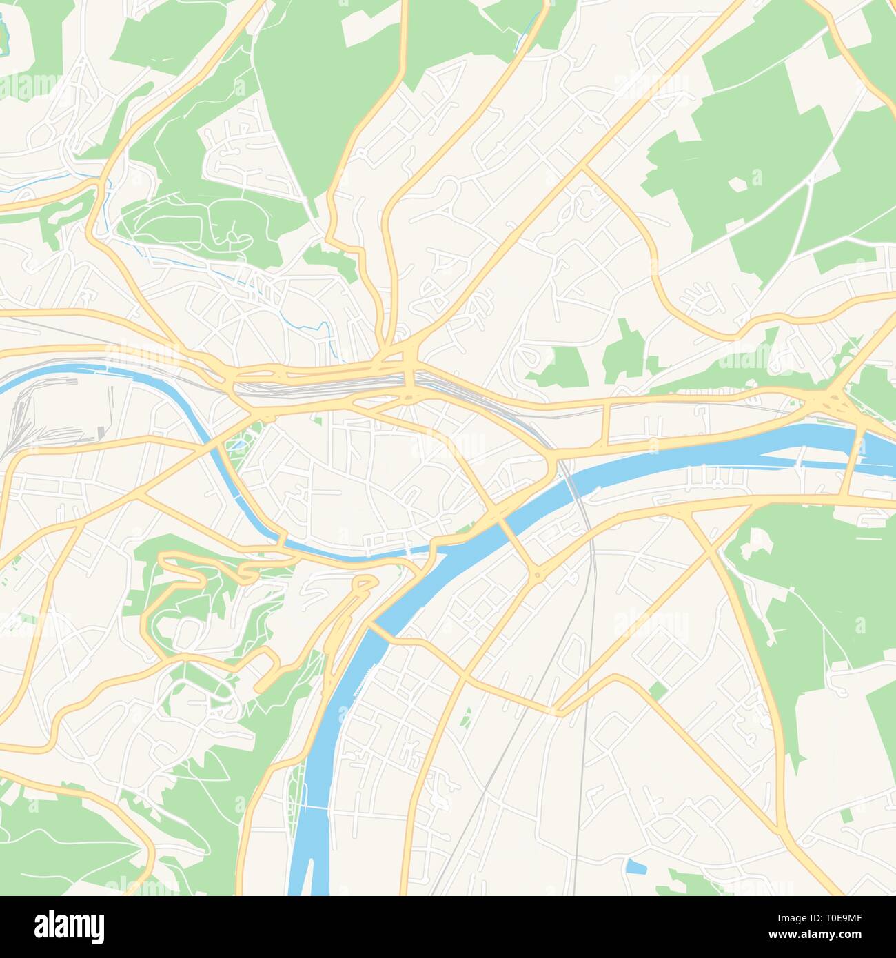 Printable map of Namur , Belgium with main and secondary roads and ...