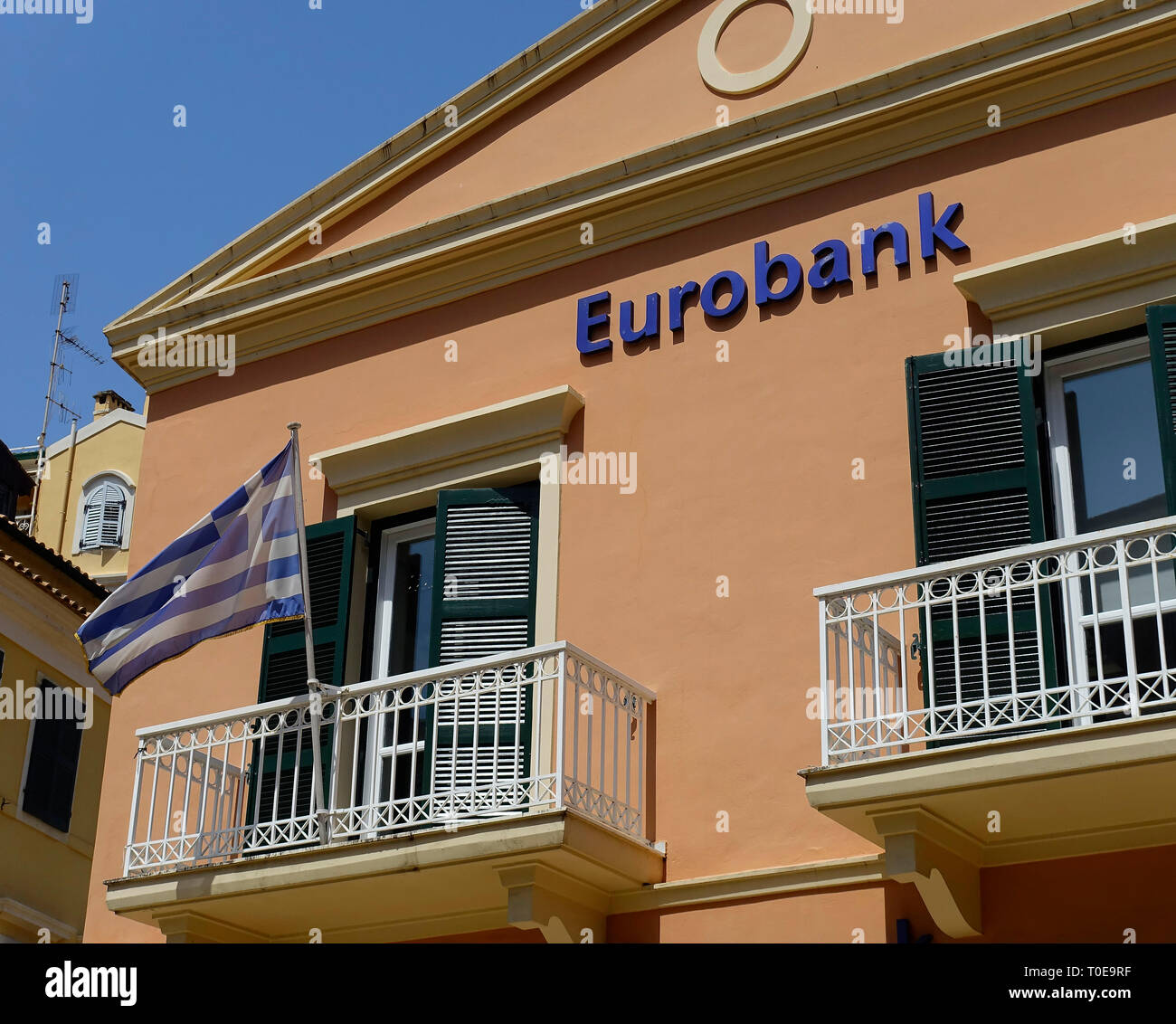 Eurobank, Corfu Town, Greece Stock Photo - Alamy