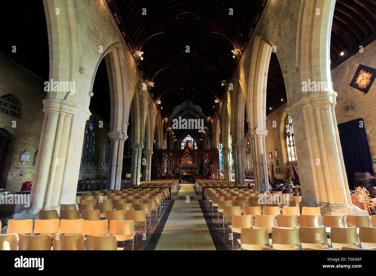 Interior of St Wulframs parish church, Grantham town, Lincolnshire ...