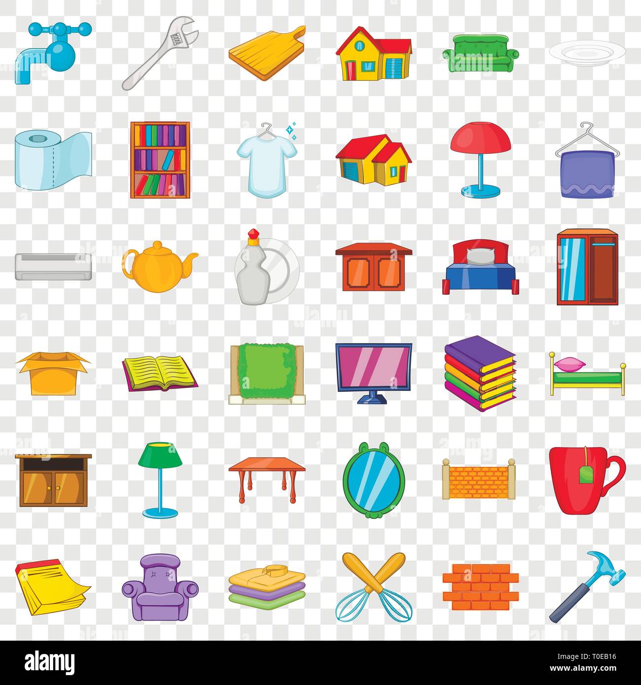 Cozy house icons set, cartoon style Stock Vector Image & Art - Alamy