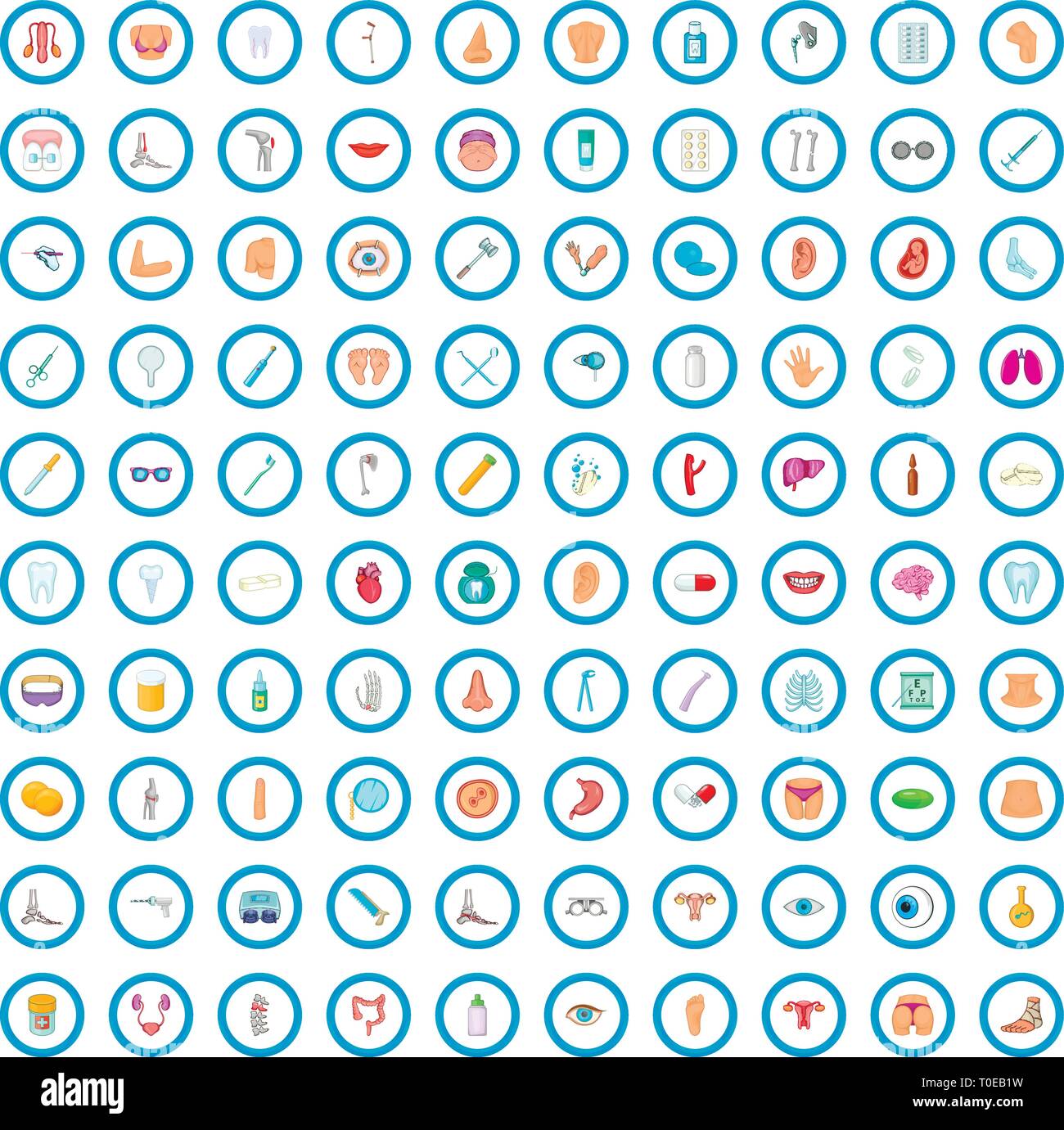 100 human health icons set, cartoon style Stock Vector Image & Art - Alamy