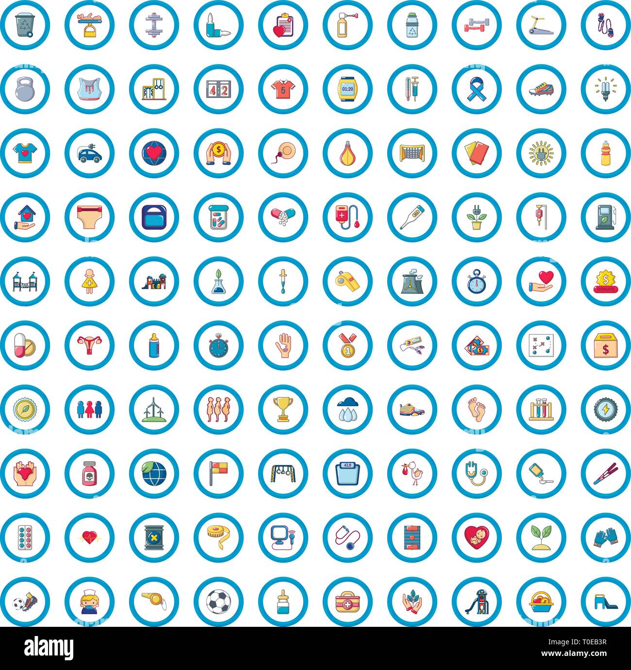 100 human health icons set, cartoon style Stock Vector Image & Art - Alamy