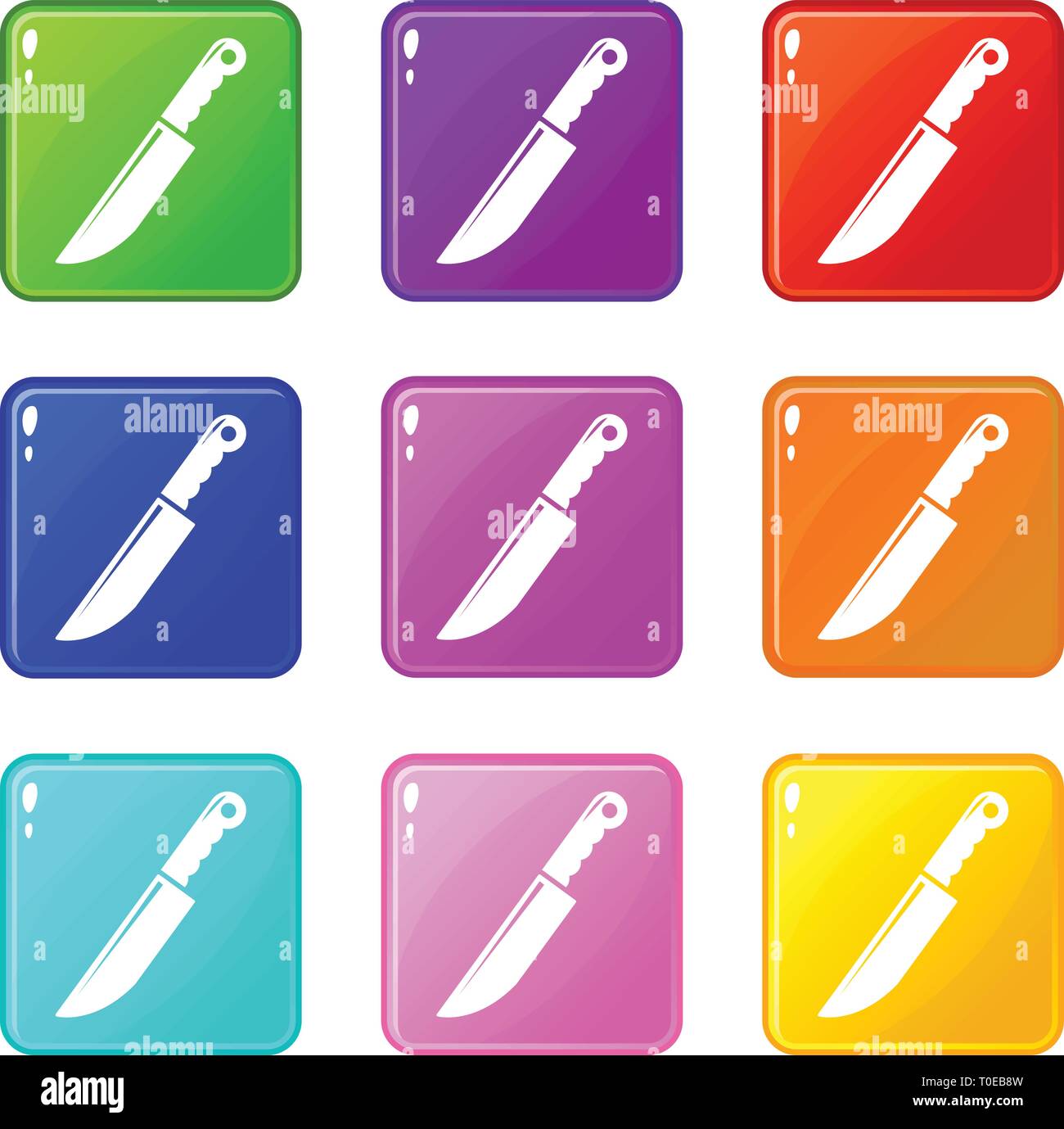 Knife icons set 9 color collection Stock Vector Image & Art - Alamy