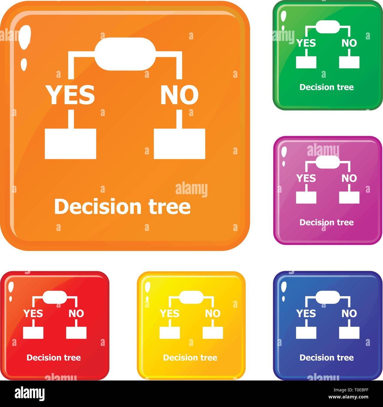 Decision tree icons set vector color Stock Vector Image & Art - Alamy