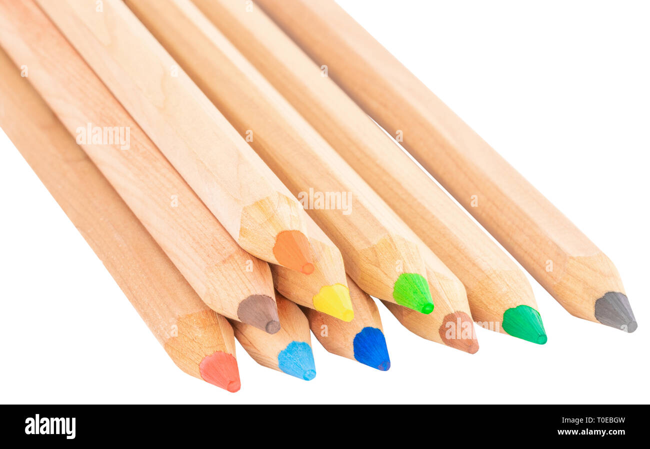 assorted color pencils, isolated on white background Stock Photo - Alamy