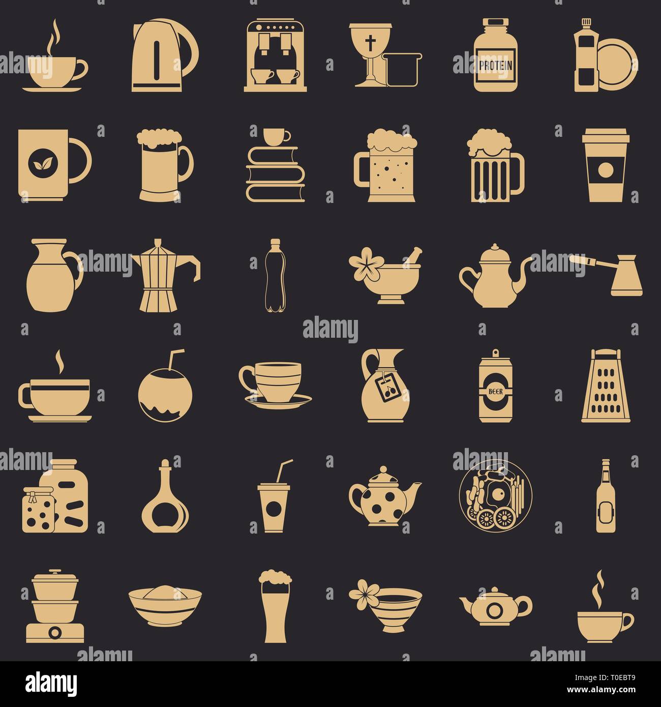 Dishes icons set, simple style Stock Vector Image & Art - Alamy