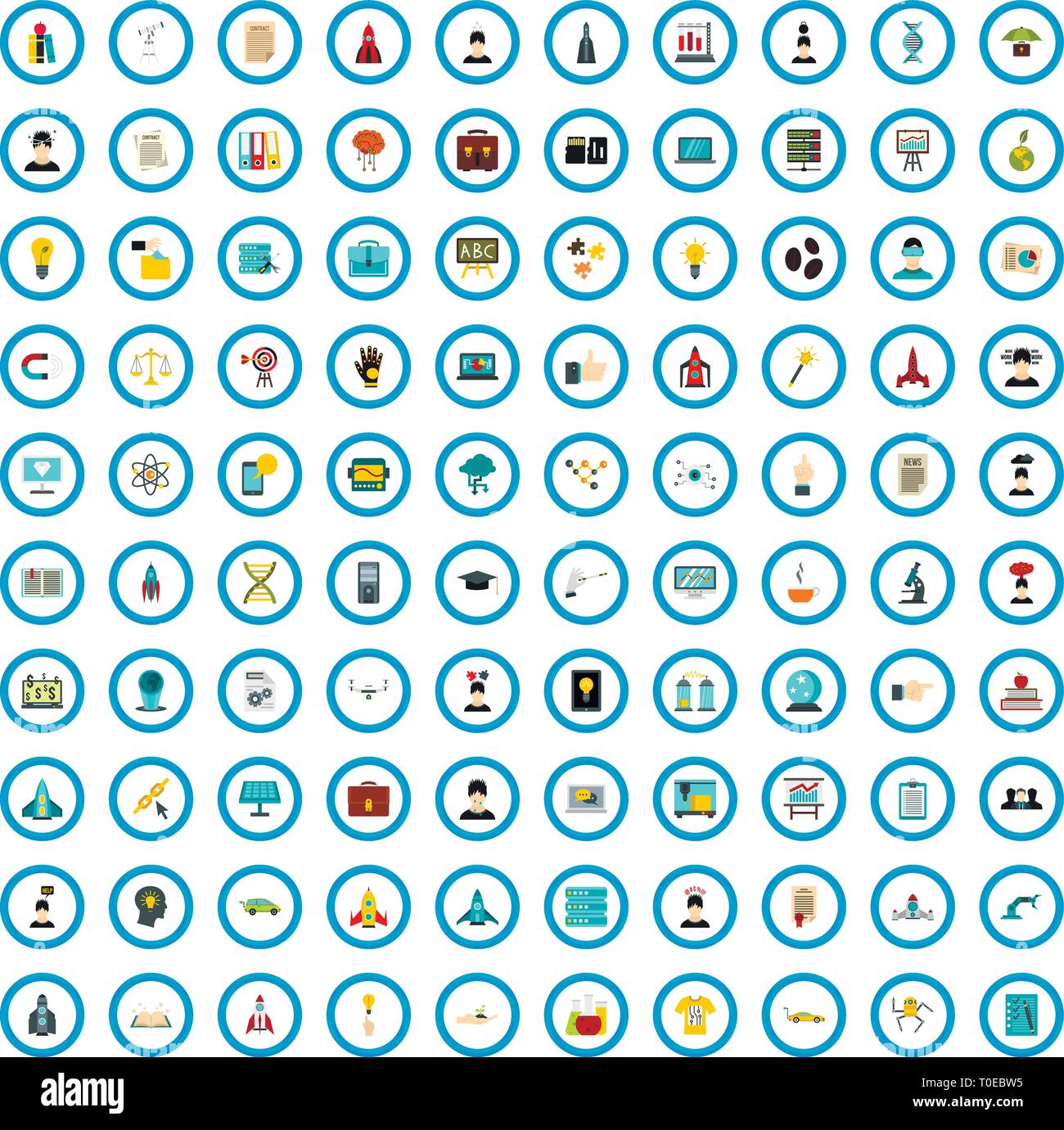 100 idea icons set, flat style Stock Vector Image & Art - Alamy