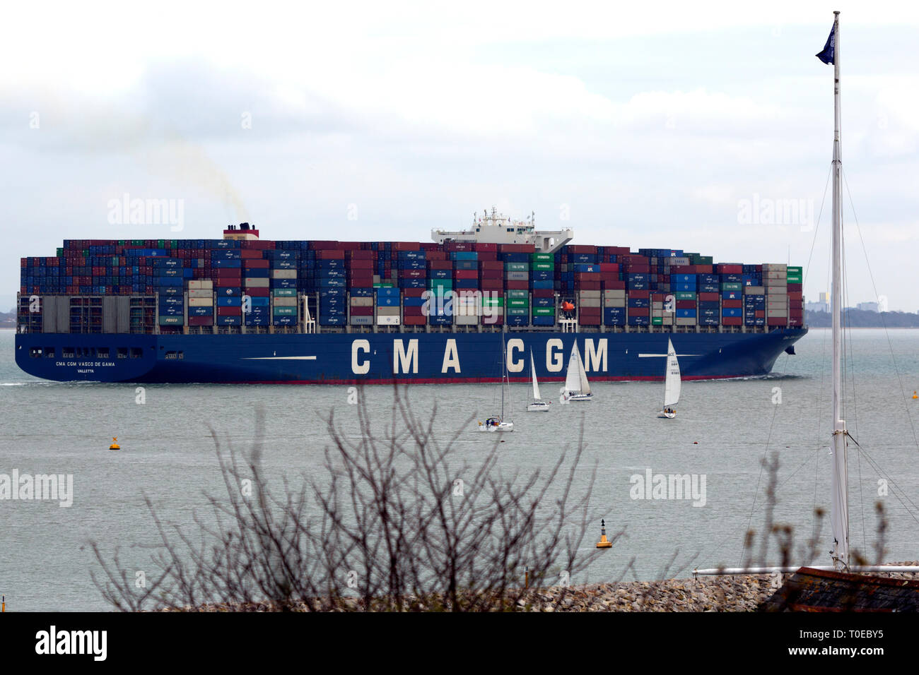 CMA, CGM, Vasco de Garma, Ship, The Solent, heading, Southampton ...