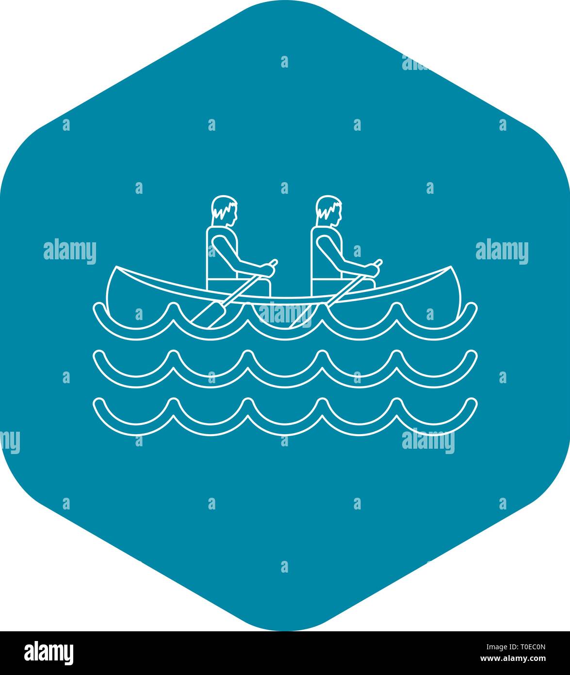 Canoe kayak with two persons icon, simple style Stock Vector Image ...