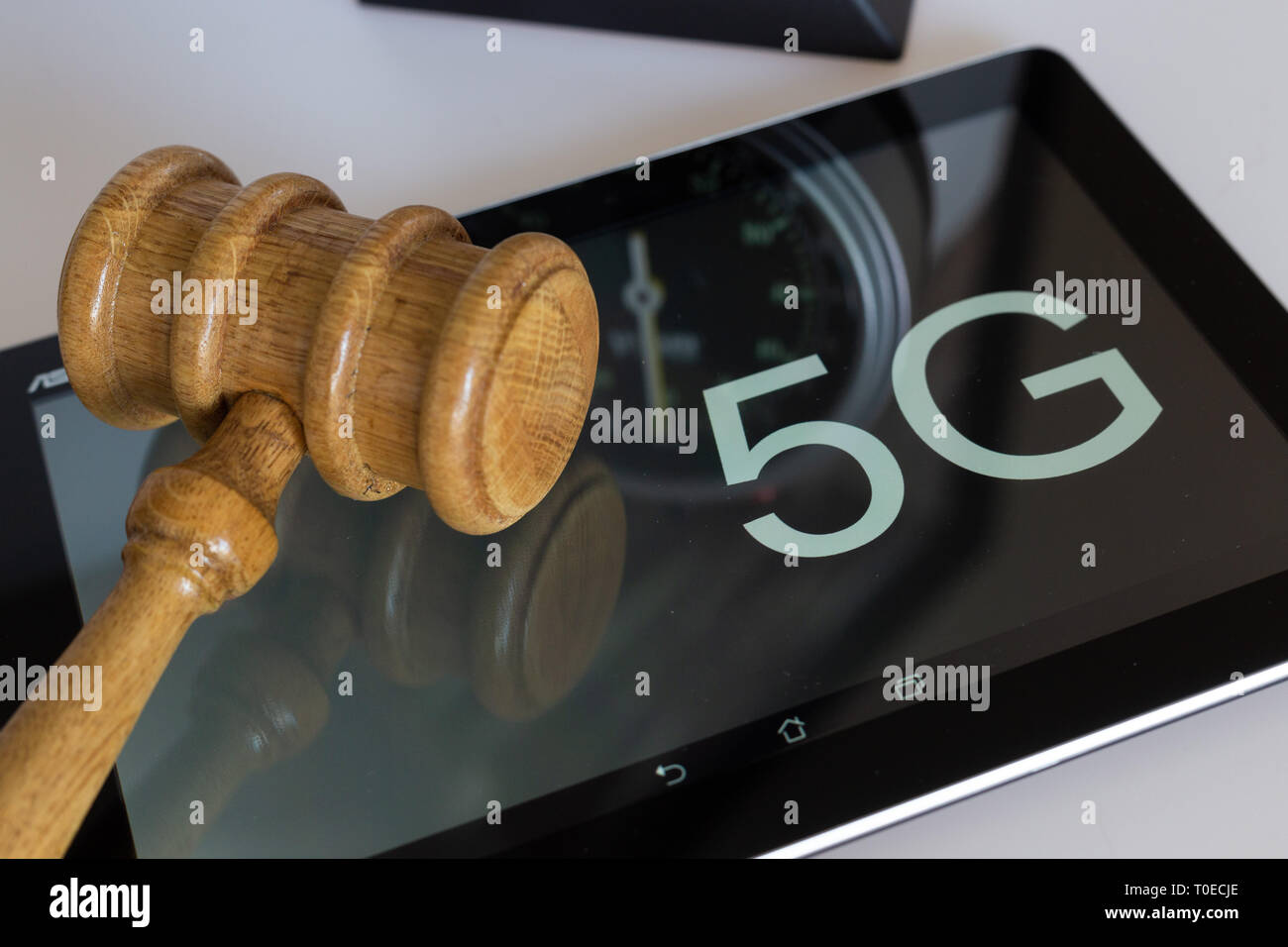 Mainz, Germany, March 19 2019: Symbolic picture for start of the 5G frequency auction Stock ...