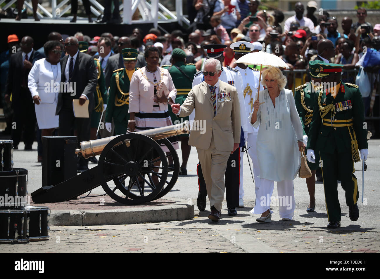 The Prince of Wales and the Duchess of Cornwall in Heroes Square ...