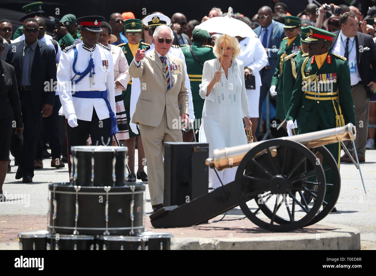 The Prince of Wales and the Duchess of Cornwall in Heroes Square ...