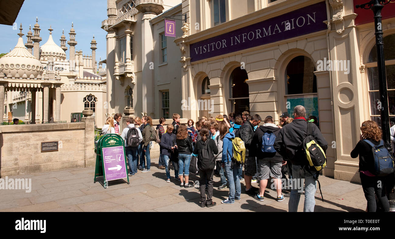 School party visiting The Royal Pavilion in the seaside town of ...