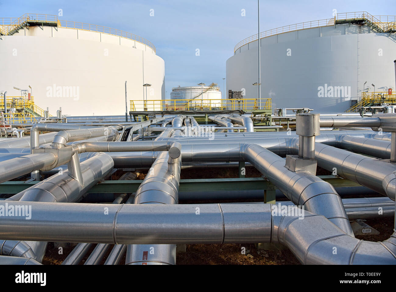 pipeline,storage tanks and buildings of a refinery - industrial plant ...