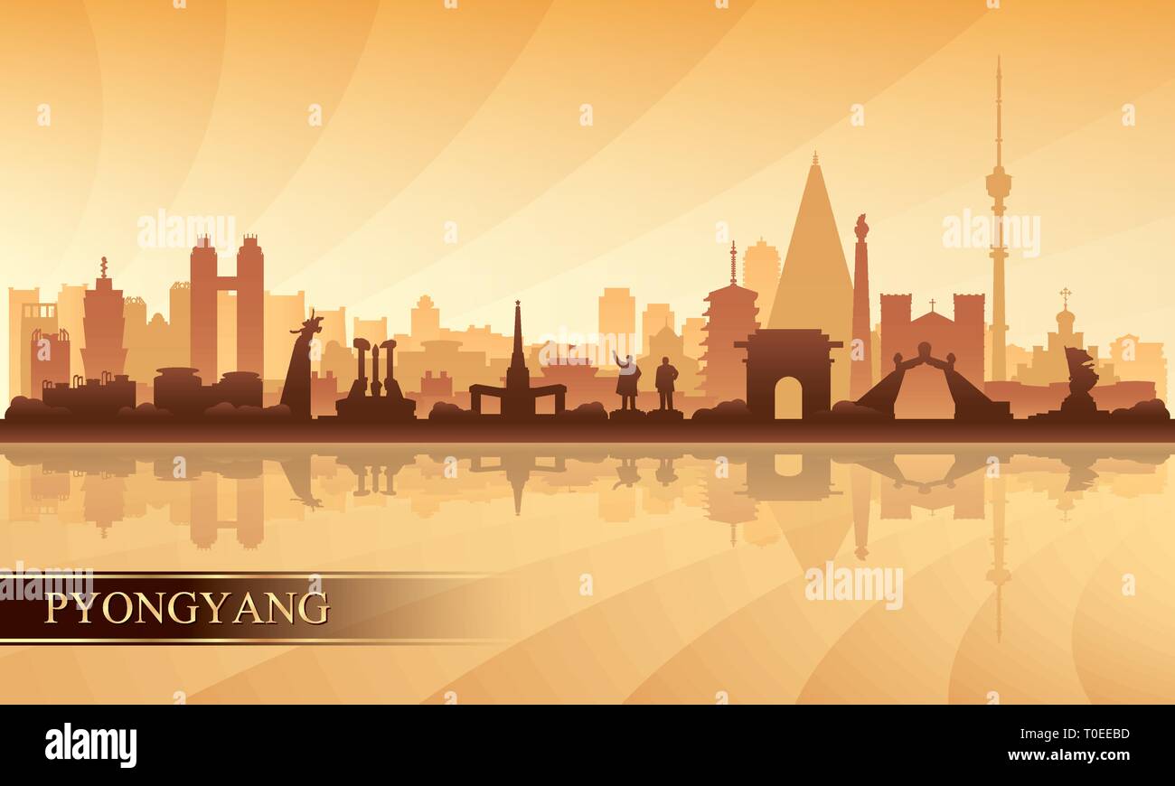 Pyongyang city skyline silhouette background, vector illustration Stock ...