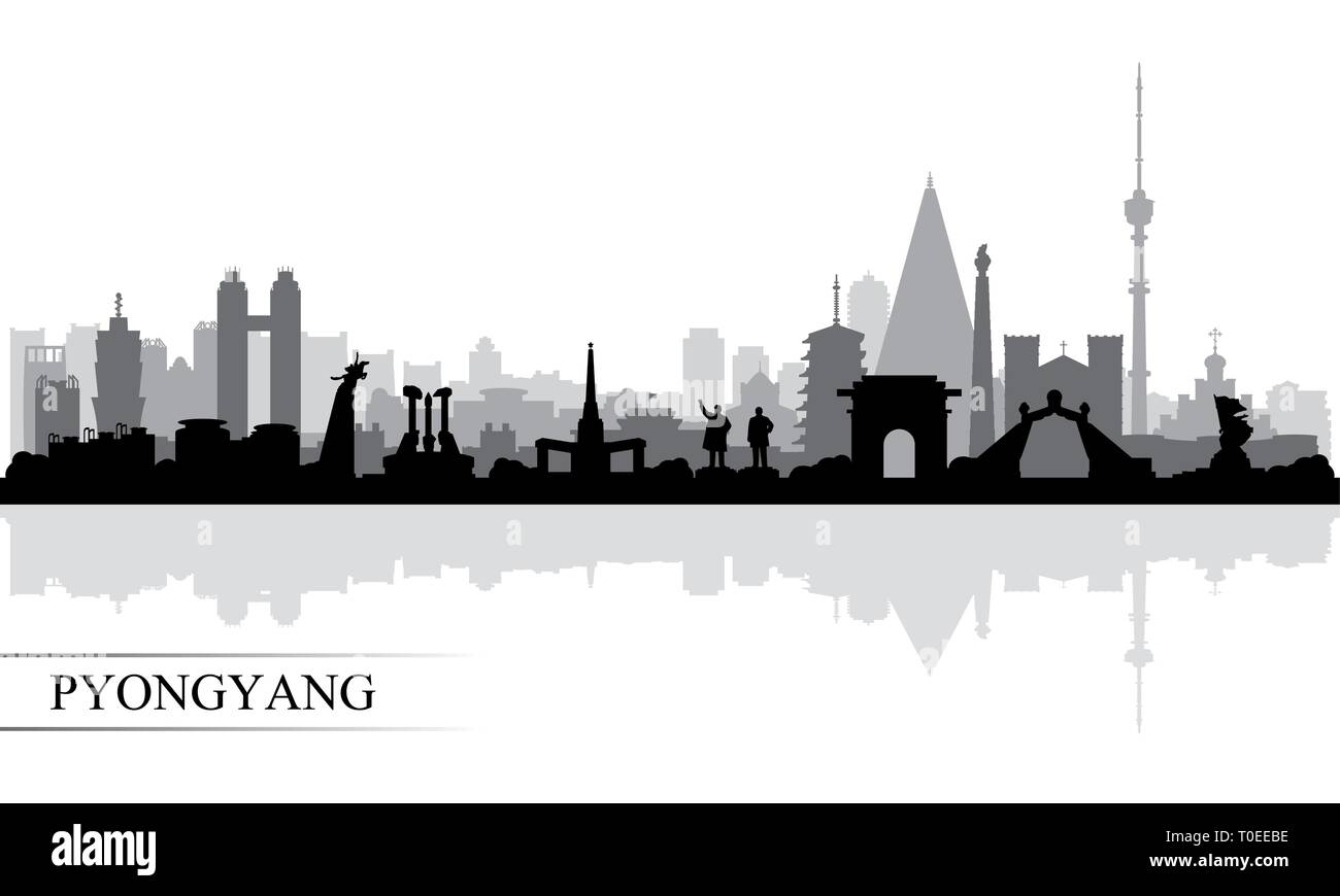 Pyongyang city skyline silhouette background, vector illustration Stock ...